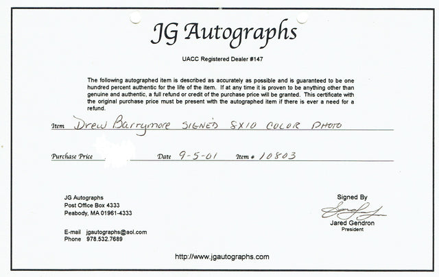 Drew Barrymore – autographman