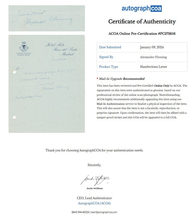 Alexander Fleming – autographman