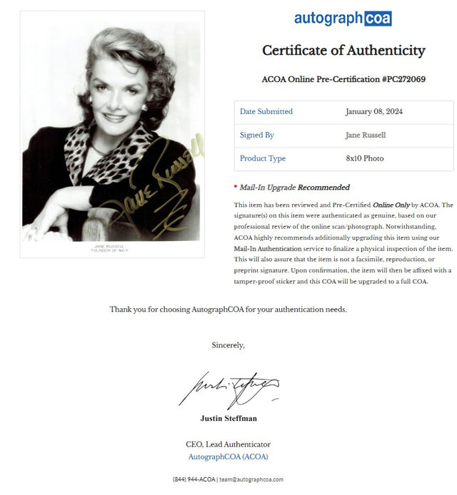 Jane Russell – autographman