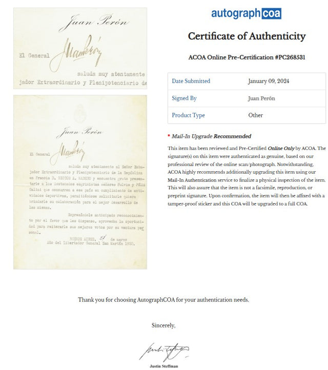 Juan Peron – autographman